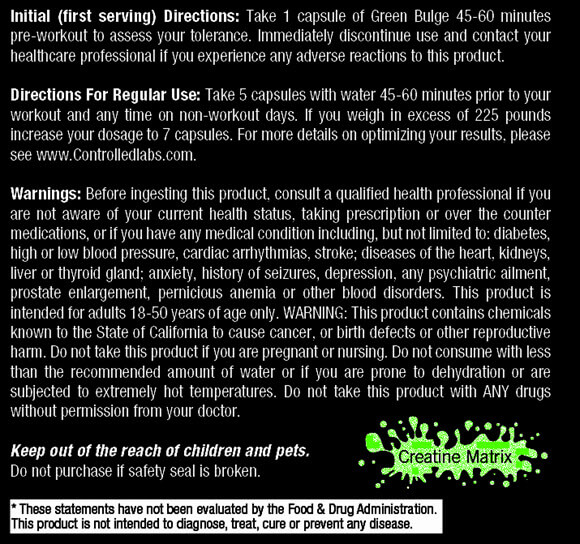 Controlled Labs Green Bulge Advanced Creatine Volumiser label 2 - Supplement City