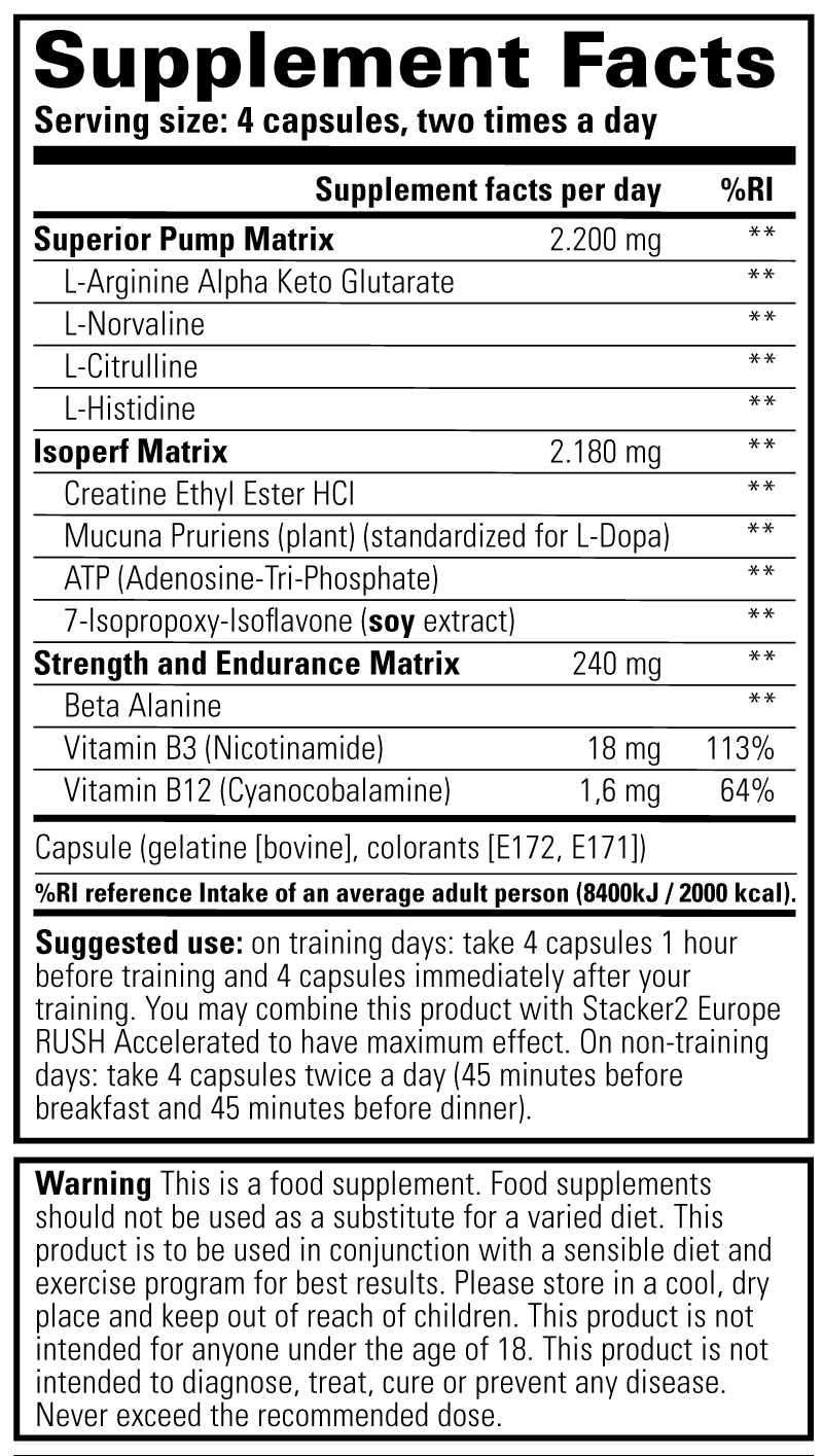 Stacker2 Europe Superior Pump label - Supplement City