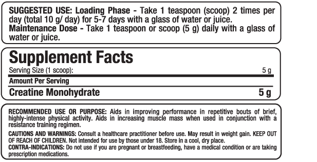 Allmax Creatine label - Supplement City