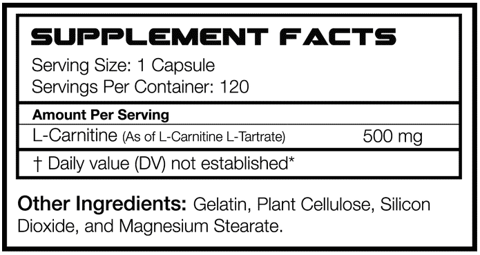 rsp carnitine capsules label - Supplement City