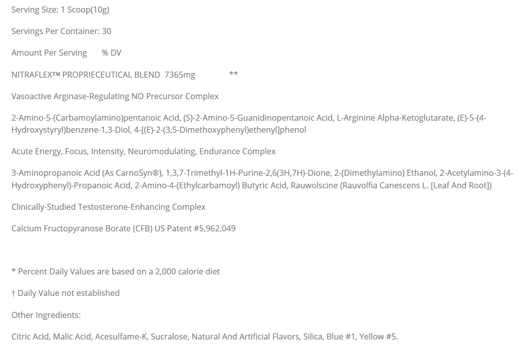 nitroflex label - Supplement City