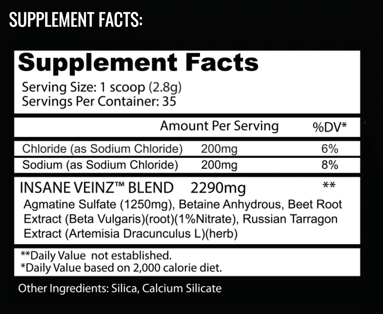 Insane Labz Insane Veinz label - Supplement City