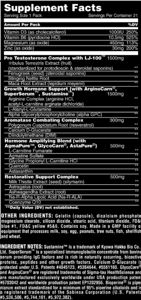 Universal Animal Stak 21 Pack | Test Booster | Supplement City