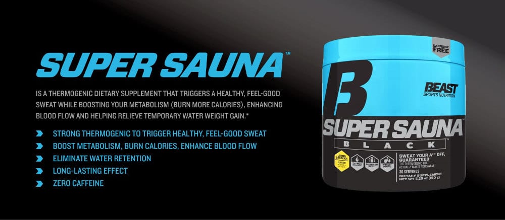 beast super sauna black banner - Supplement City