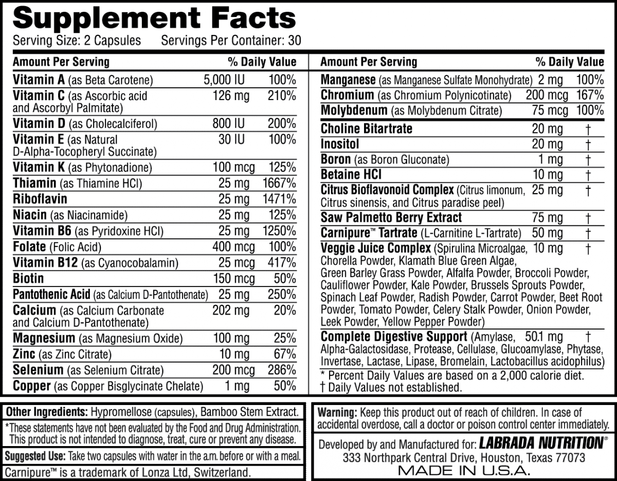 Labrada-Mens-Multi-label - Supplement City