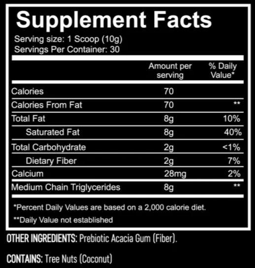 Giant Sports MCT Oil Powder label - Supplement City
