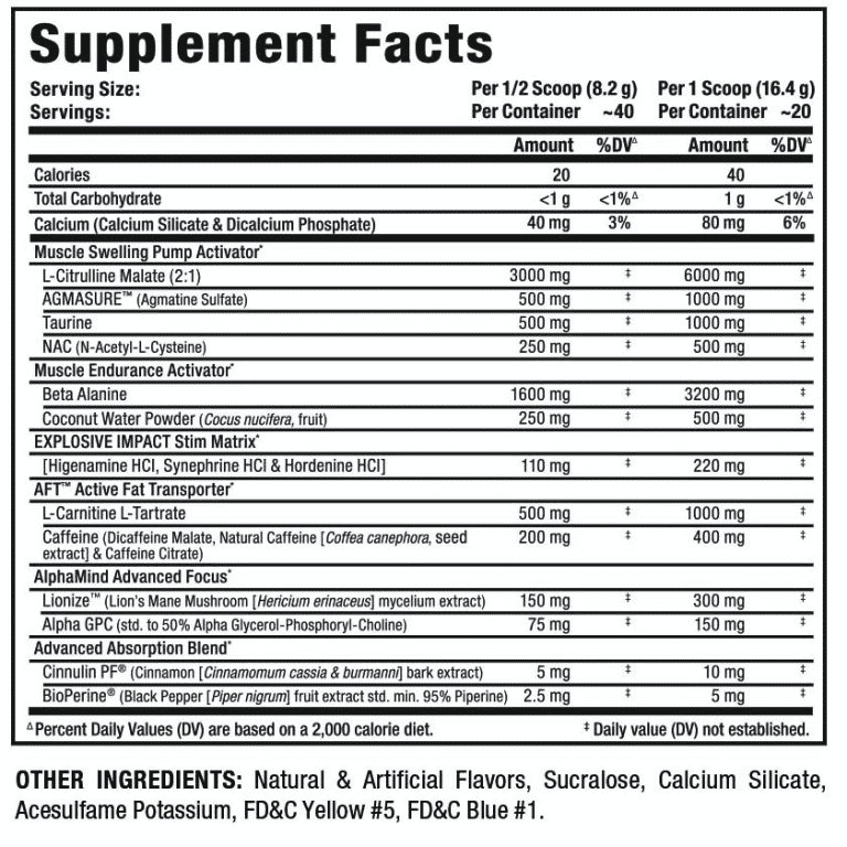 Allmax Impact Igniter label - Supplement City