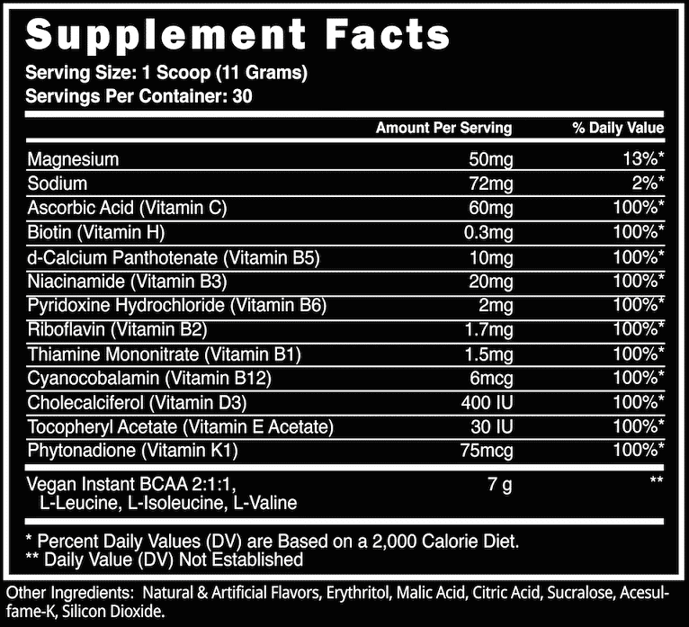 Steel Supplements V-BCAA label - Supplement City