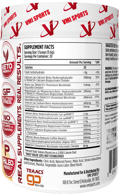 VMI Sports Keto Pre-Workout labels - Supplement City