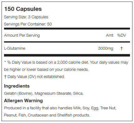 glutamine 3000 label - Supplement City