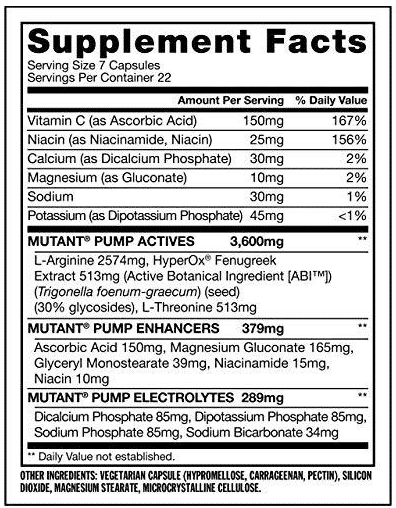 Mutant Pump label - Supplement City