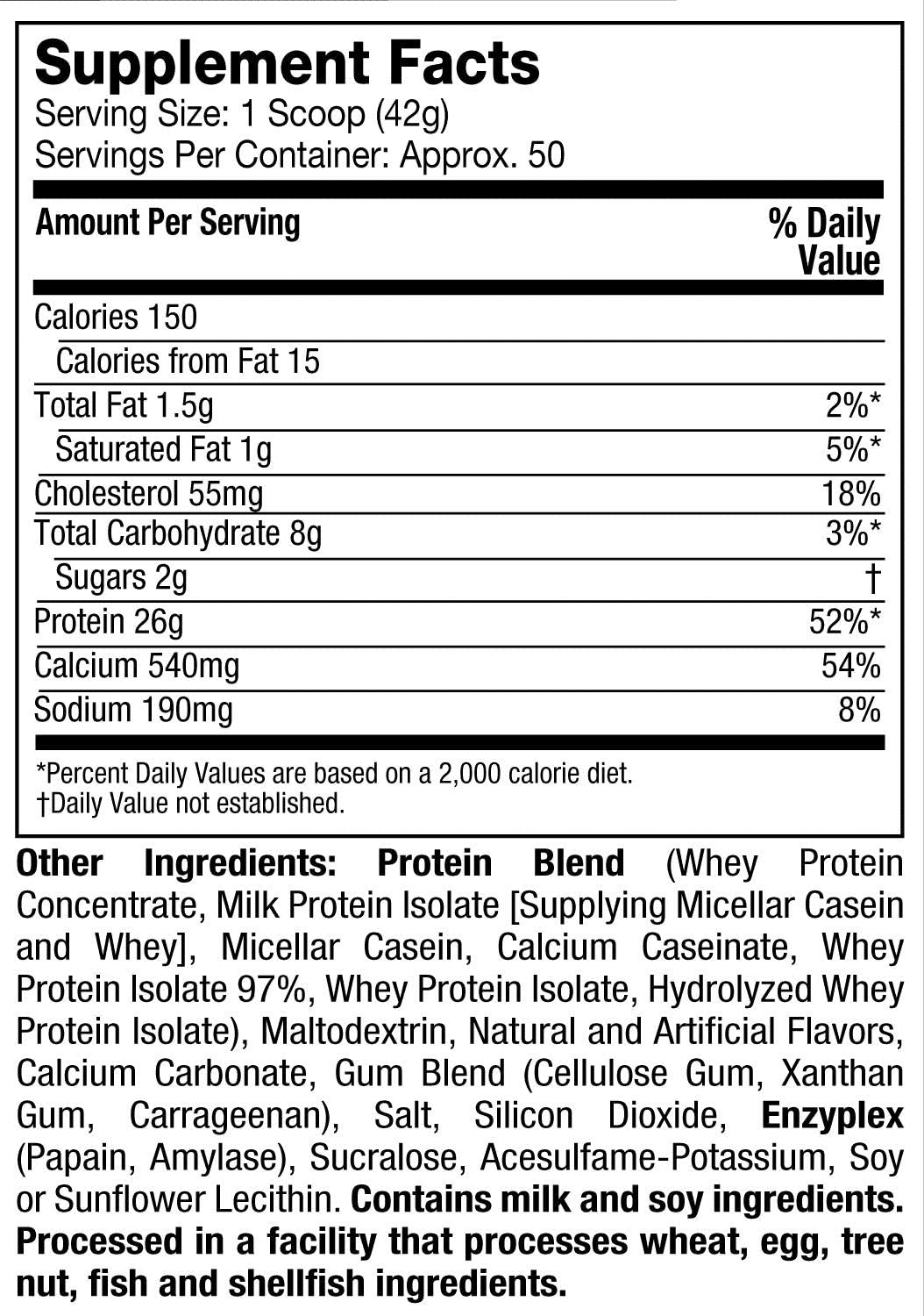 Muscletech Phase 8 Protein label - Supplement City