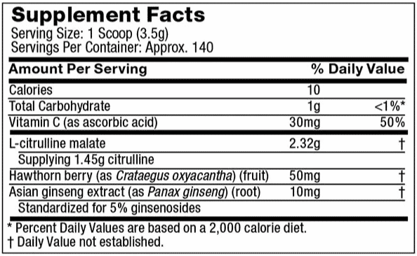 Muscletech Platinum Citrulline Malate label - Supplement City