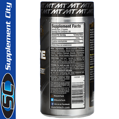 Muscletech Platinum 100% Creatine 2500 label - Supplement City