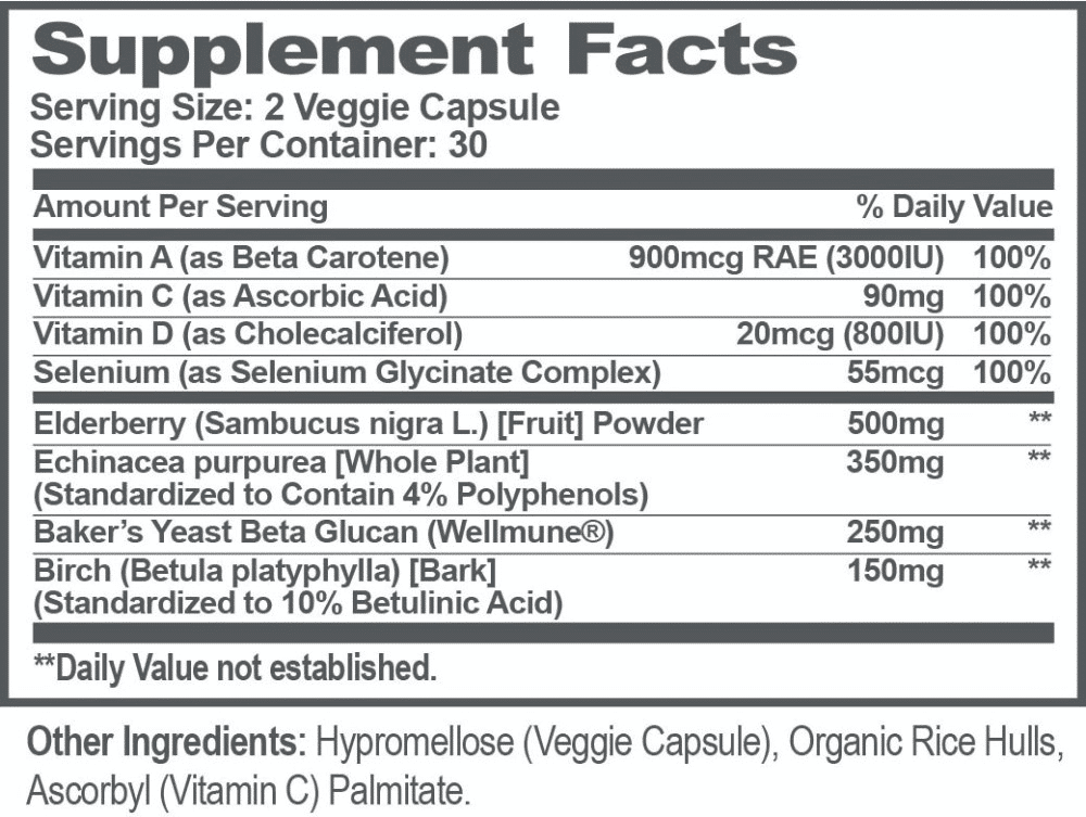 The Genius Brand Immunity Shield label - Supplement City