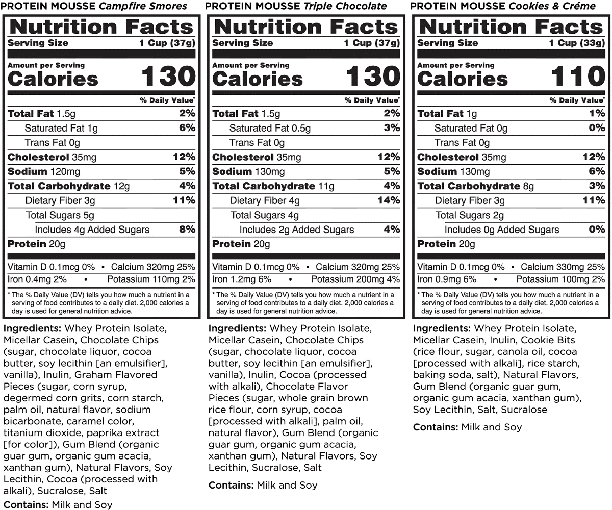 Rule 1 Easy Protein Mousse Variety Pack labels - Supplement City