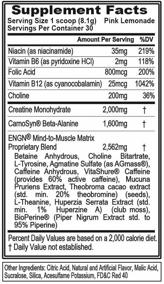 EVL Nutrition ENGN label - Supplement City