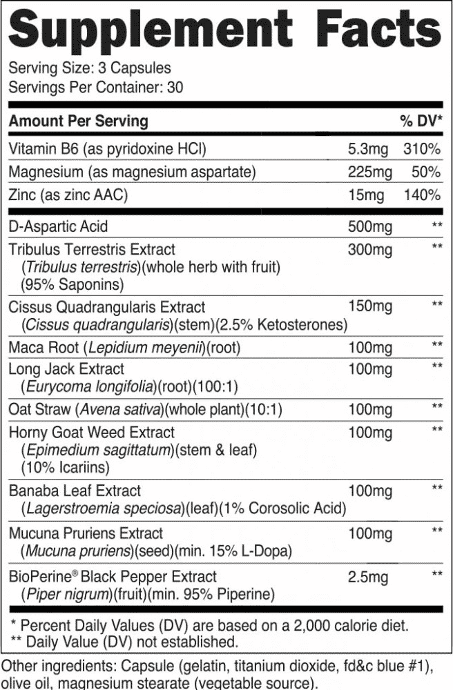 Nutricost Testosterone Complex label - Supplement City